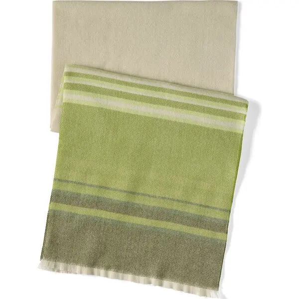 LANDS' END Cashtouch Winter Scarf Pattern - Lime Green Ombre Stripe