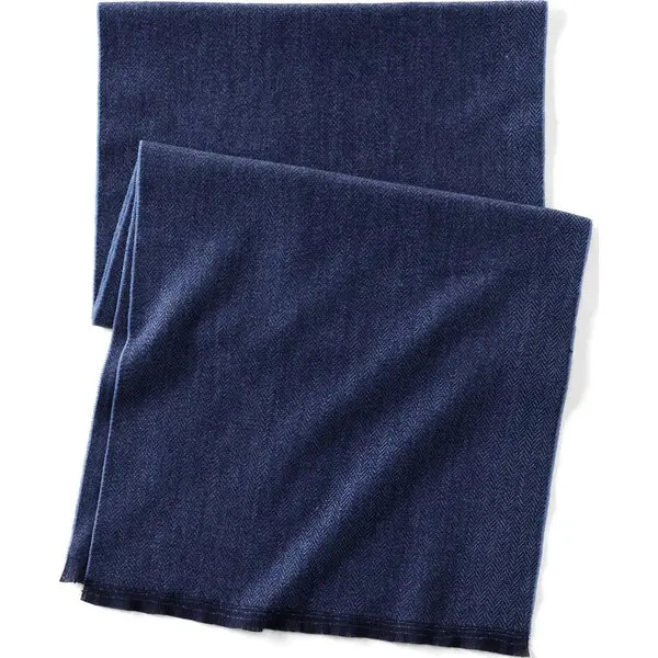 LANDS' END Cashtouch Winter Scarf Pattern - Navy/muted Cobalt Herringbone