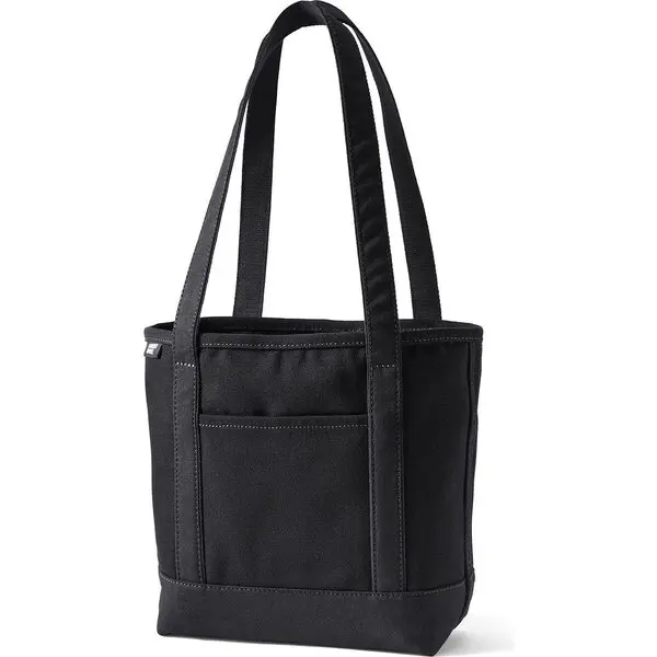 LANDS' END Open Top Canvas Tote Bag - Black/black