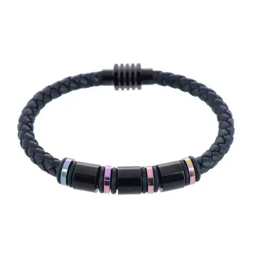 Trafalgar Magnetic Secure Clasp Leather Bracelet - Subtle Color