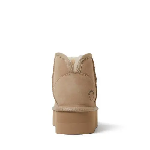 DEARFOAMS Fireside Kingston Genuine Shearling Platform Bootie - Sand