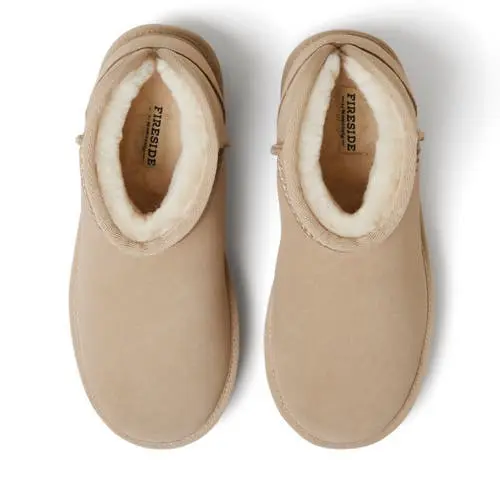 DEARFOAMS Fireside Kingston Genuine Shearling Platform Bootie - Sand
