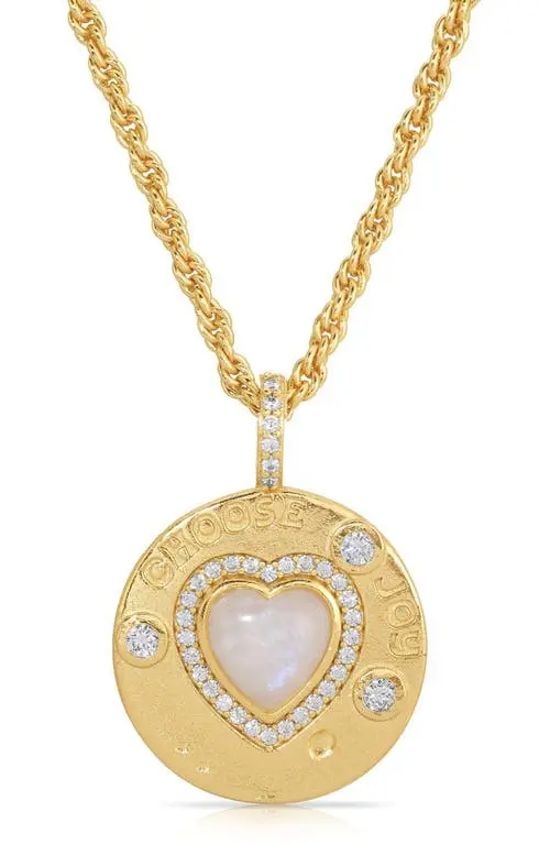 JOY DRAVECKY JEWELRY Heart Moonstone Pendant Necklace - Gold