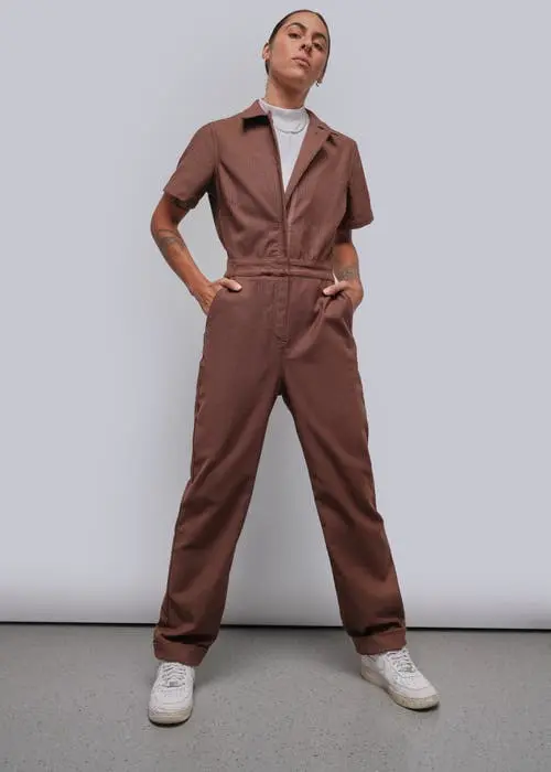 WILDFANG The Essential High Waisted Coverall - Mocha