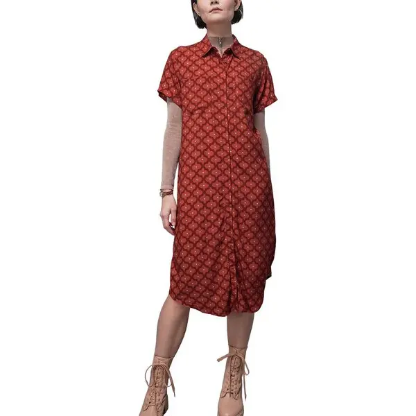 WILDFANG The Empower Shirt Dress - Modern Fleur Cinnamon