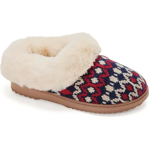 DEARFOAMS Hannah Festive Knit Clog Slipper - Red Combo