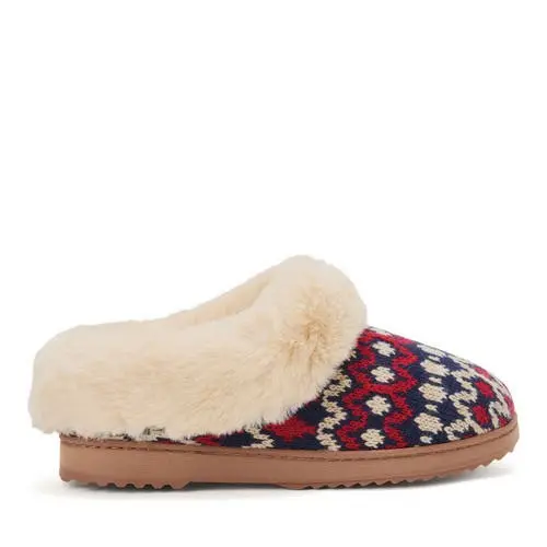 DEARFOAMS Hannah Festive Knit Clog Slipper - Red Combo