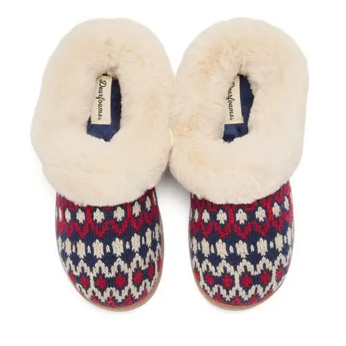 DEARFOAMS Hannah Festive Knit Clog Slipper - Red Combo