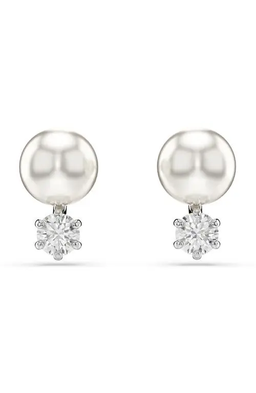 SWAROVSKI Matrix Faux Pearl And Crystal Stud Earrings - Silver/ White