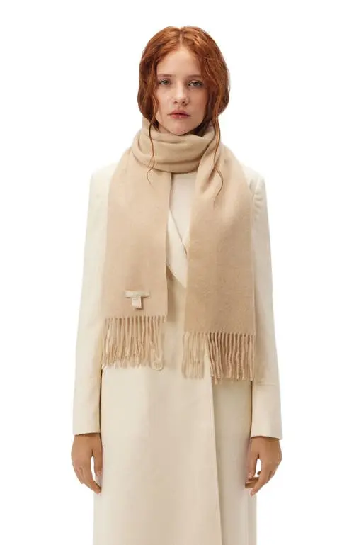 GOBI MONGOLIAN CASHMERE Cashmere Fringed Scarf - Beige