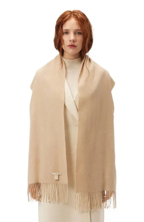 GOBI MONGOLIAN CASHMERE Cashmere Fringed Scarf - Beige
