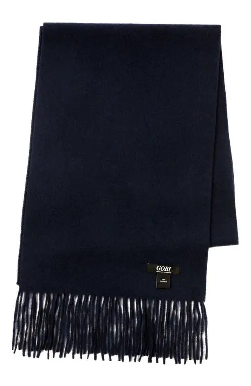 Gobi Cashmere Cashmere Fringed Scarf - Navy