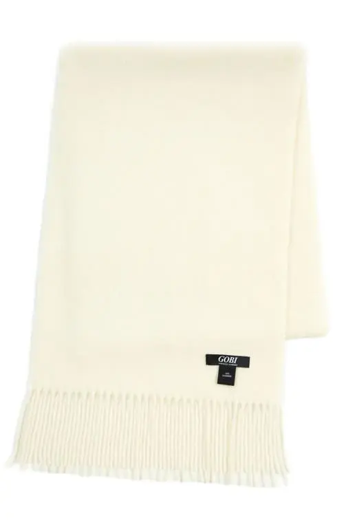 GOBI MONGOLIAN CASHMERE Cashmere Fringed Scarf - Off White