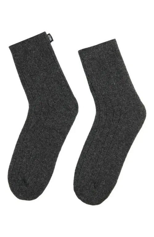 Gobi Cashmere Gobi Mongolian Cashmere Trim Knit Bed Socks - Charcoal
