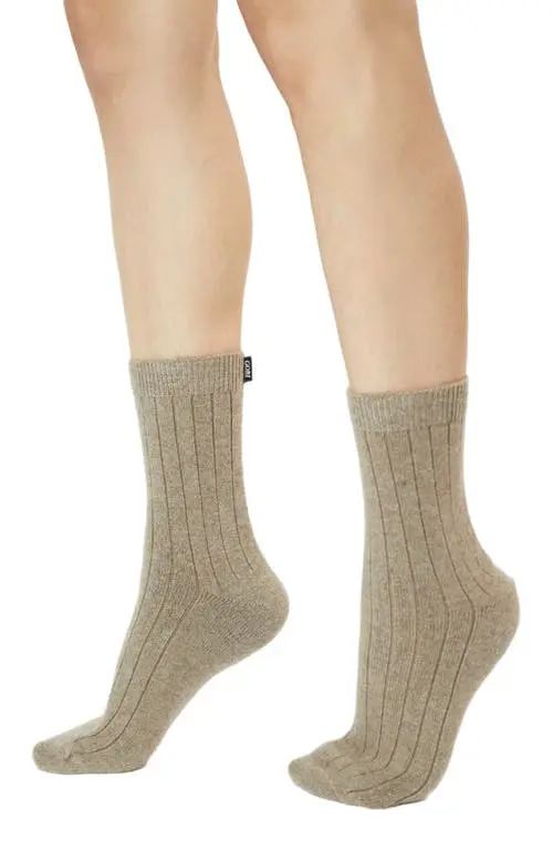 Gobi Cashmere Gobi Mongolian Cashmere Trim Knit Bed Socks - Taupe