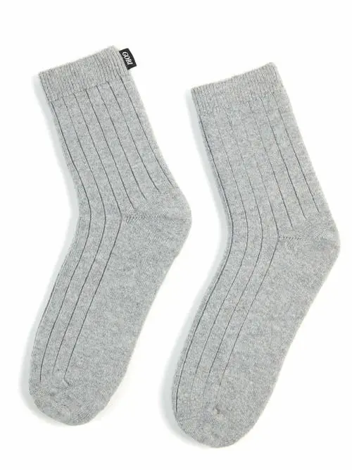 Gobi Cashmere Gobi Mongolian Cashmere Trim Knit Bed Socks - Vapor Blue