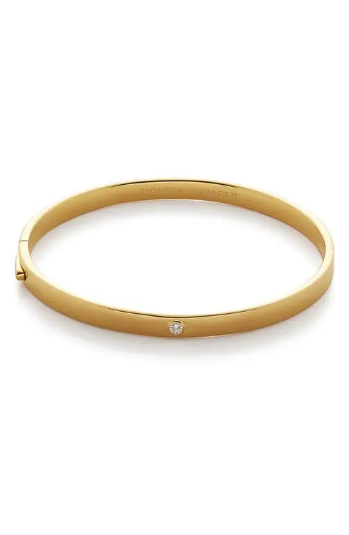 Monica Vinader Essential Lab Grown Diamond Solitaire Hinged Bangle Bracelet - 18k Gold Vermeil