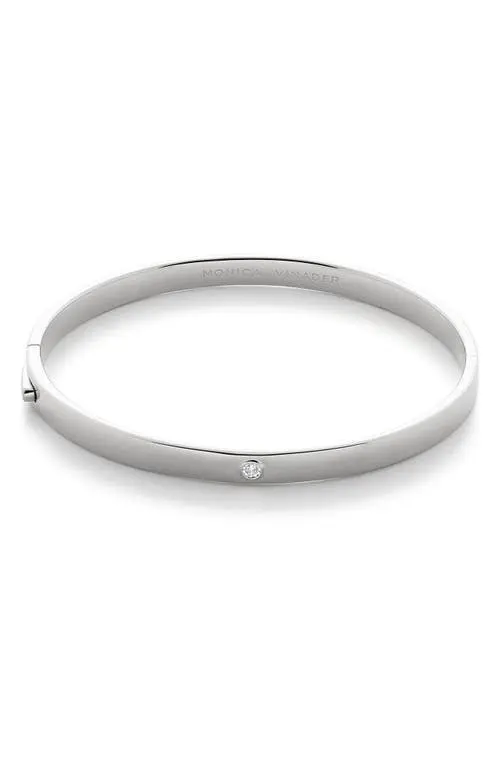 Monica Vinader Essential Lab Grown Diamond Solitaire Hinged Bangle Bracelet - Sterling Silver