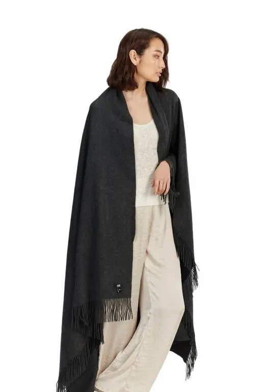Gobi Cashmere Large Blanket With Fringe - Charcoal