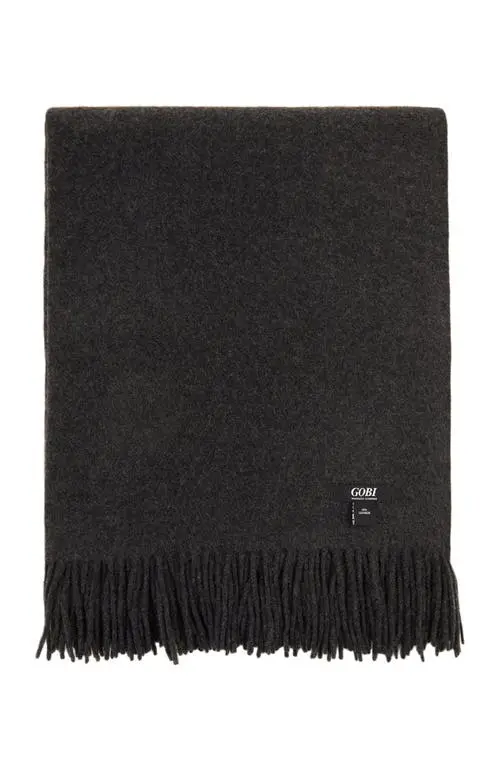 Gobi Cashmere Large Blanket With Fringe - Charcoal