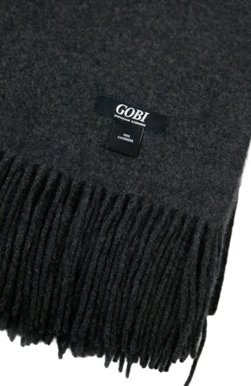 Gobi Cashmere Large Blanket With Fringe - Charcoal