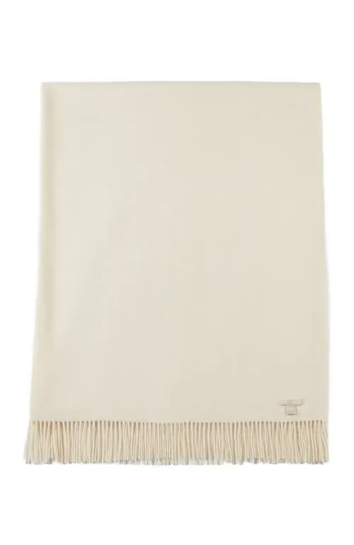 GOBI MONGOLIAN CASHMERE Large Blanket With Fringe - Off White