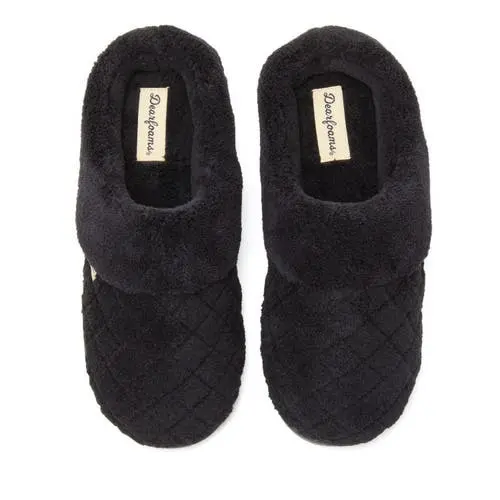 DEARFOAMS Libby Quilted Terry Clog Slipper - Black