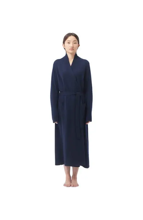 Gobi Cashmere Long Cashmere Robe - Navy