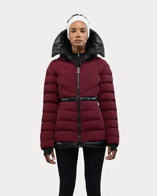 ALPENHAUS Everlong Lightweight Herringbone Quilted Puffer With Lustre Detailing - Cabernet