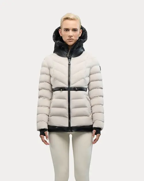 ALPENHAUS Everlong Lightweight Herringbone Quilted Puffer With Lustre Detailing - Stone