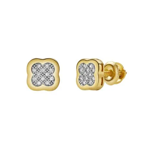 LUVMYJEWELRY Clovetail Xl Cluster Diamond Earrings - 10k Yellow Gold
