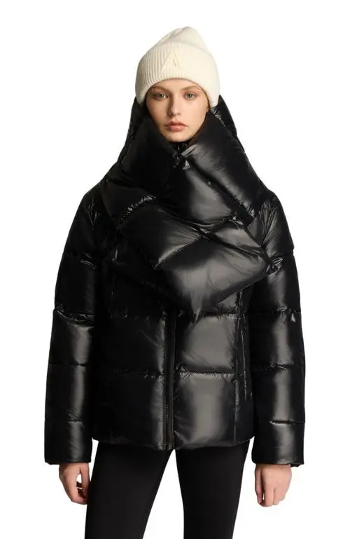 ALPENHAUS Winekka 2-in-1 Reversible Puffer With Oversized Removable Scarf - Black