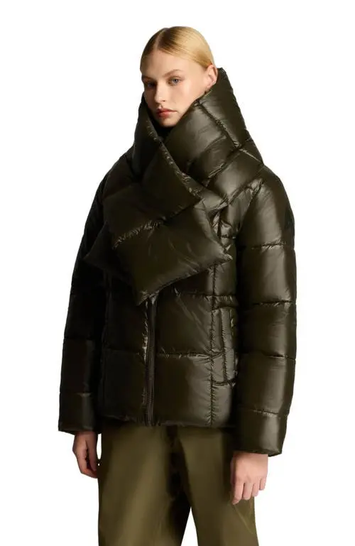 ALPENHAUS Winekka 2-in-1 Reversible Puffer With Oversized Removable Scarf - Moss