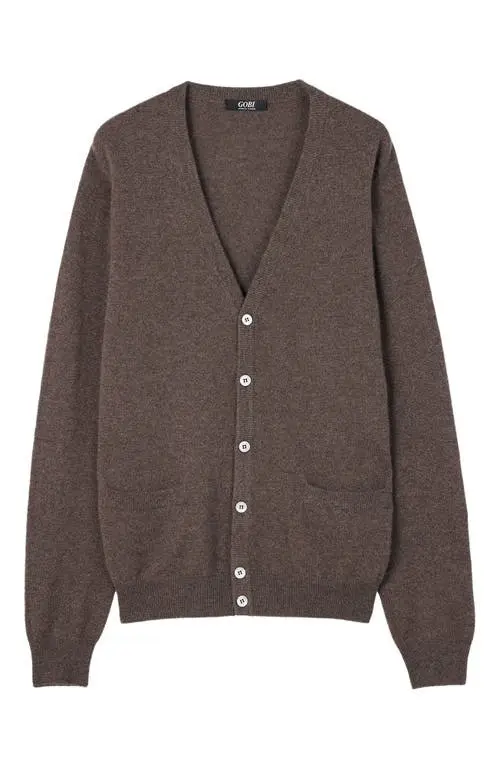 Gobi Cashmere V-neck Button Cashmere Cardigan - Cocoa
