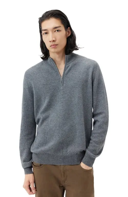 GOBI MONGOLIAN CASHMERE Essential Half-zip Cashmere Sweater - Dim Gray