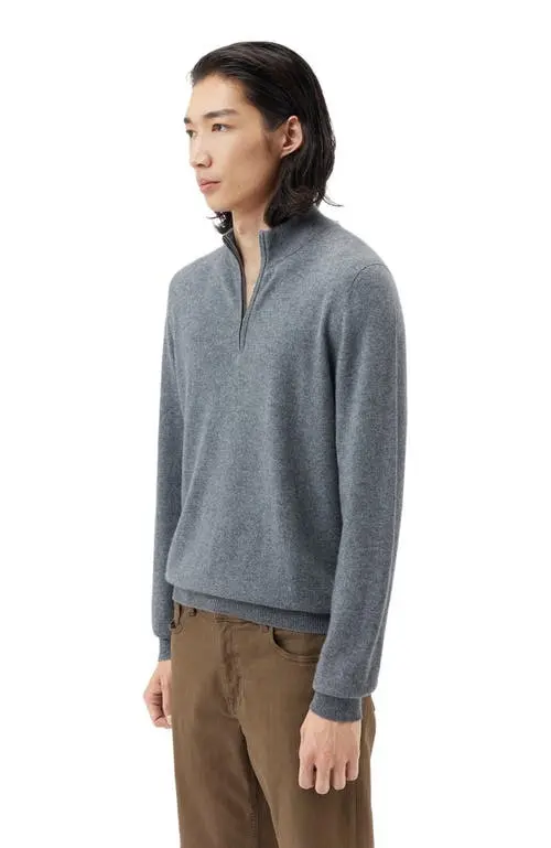 GOBI MONGOLIAN CASHMERE Essential Half-zip Cashmere Sweater - Dim Gray