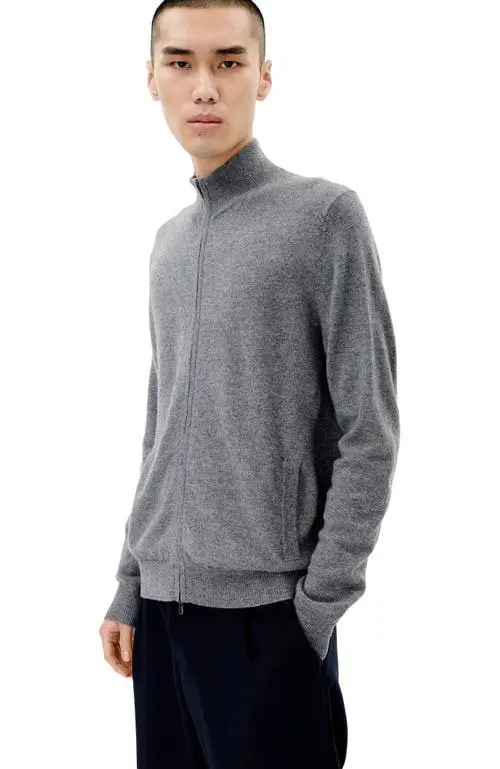 Gobi Cashmere Essential Full-zip Cashmere Cardigan - Dim Gray