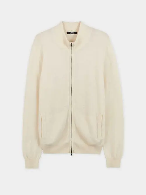 Gobi Cashmere Essential Full-zip Cashmere Cardigan - Marshmallow