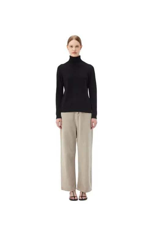 Gobi Cashmere Essential Cashmere Turtleneck Sweater - Black