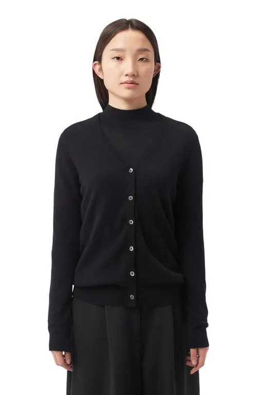 Gobi Cashmere Essential Cashmere V-neck Cardigan - Black