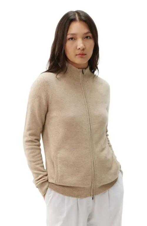 GOBI MONGOLIAN CASHMERE Essential Cashmere Full-zip Cardigan - Warm Grey
