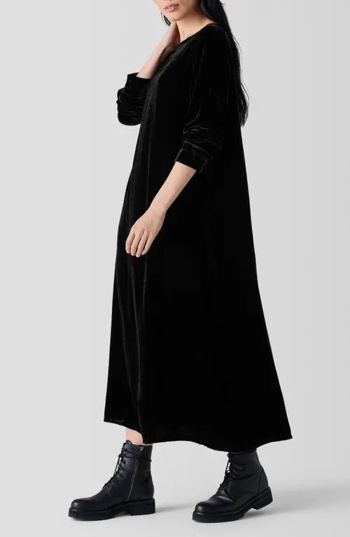 eileen fisher long black dress Eileen Fisher Tie Back Maxi Dress