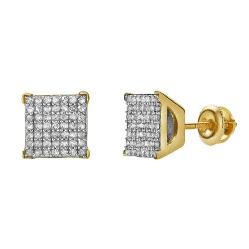 LUVMYJEWELRY Cluster Diamond Earrings - 10k Yellow Gold