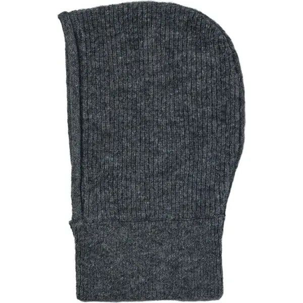 HYER GOODS Upcycled Merino Wool Ribbed Balaclava - Charcoal Grey