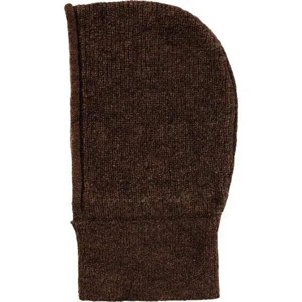 HYER GOODS Upcycled Merino Wool Ribbed Balaclava - Dark Chocolate Brown