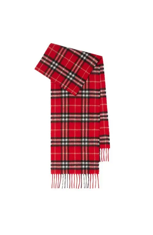 Burberry Check Cashmere Scarf - Poppy Red