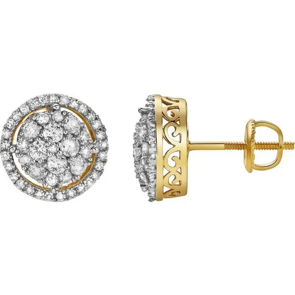 LUVMYJEWELRY Zeledine Cluster Diamond Earrings - 10k Yellow Gold