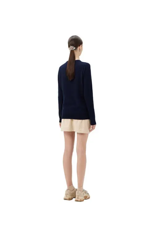 GOBI MONGOLIAN CASHMERE Essential Cashmere Crewneck Cardigan - Brilliant Navy
