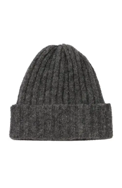 HYER GOODS Upcycled Alpaca Wool Ribbed Beanie - Charcoal