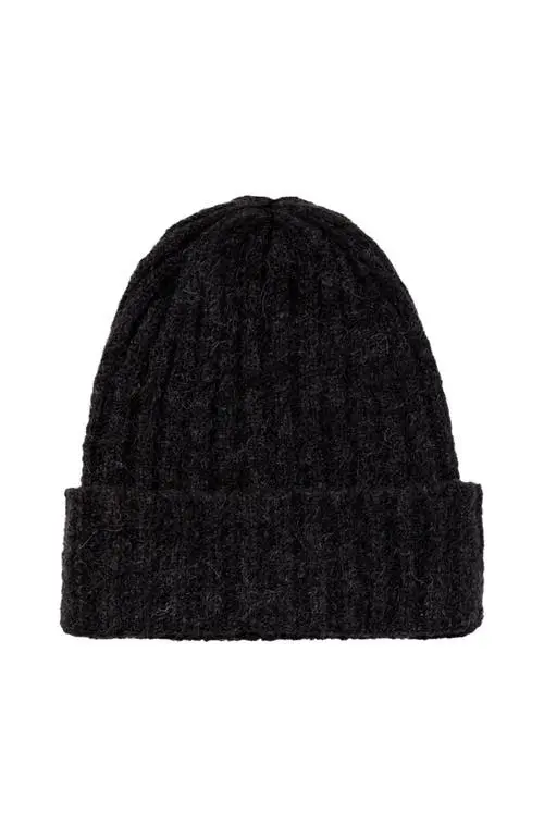 HYER GOODS Upcycled Alpaca Chunky Rib Beanie - Heather Black
